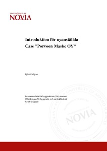 Introduktion för nyanställda : Case: Porvoon Maske OY - Theseus