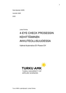4-eye check prosessin kehittäminen akkuteollisuudessa : Valmet ...