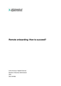 Remote onboarding : how to succeed? - Theseus