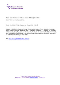 Verification of Energy Efficiency Measures in Three Apartment Buildings ...